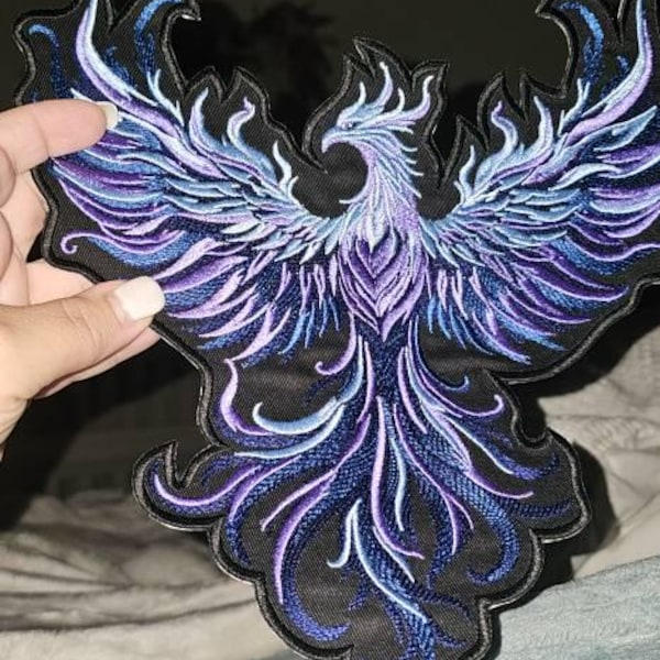 Embroidered BLUE PURPLE Fire PHOENIX Patch Large Iron on Patch for ...