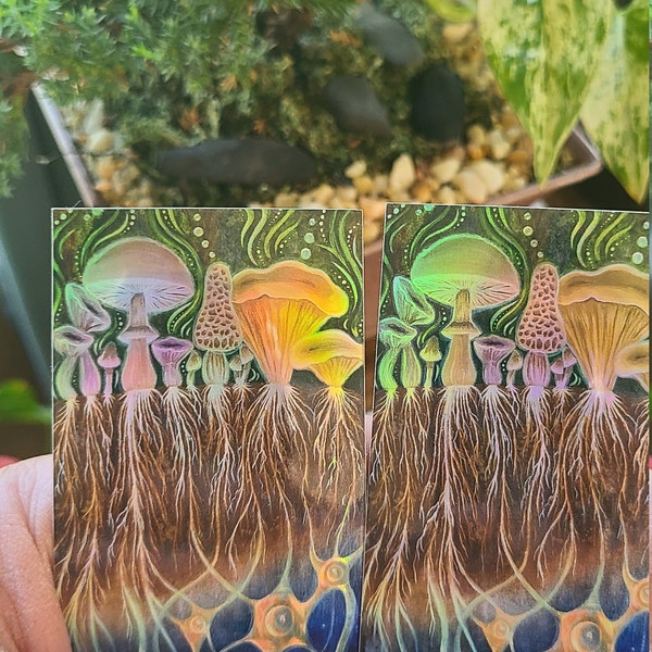 Holographic Mushroom Mycelium Neuron Sickers - Etsy