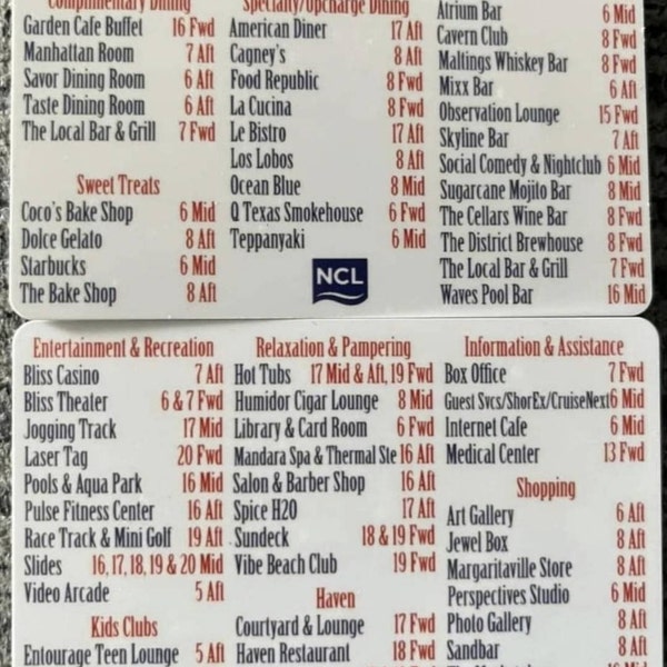 NCL - Deck Locator® - Cruise Wayfinder Cards - Norwegian Cruise Lines ...