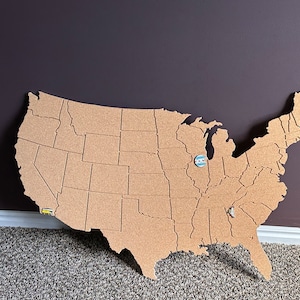 USA Cork Board, USA Corkboard Map, Pin Board, USA Bulletin Board ...