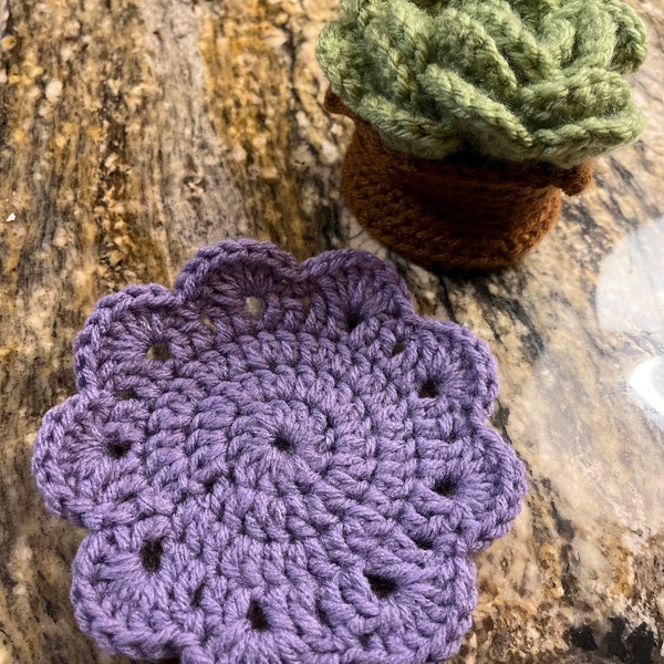 CROCHET PATTERN - Succulent Plant Pot Coaster Crochet Pattern Flower ...