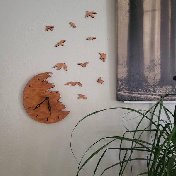 Birds Wall Clock, Bird Flying Clock, Modern Wall Clock Unique ...