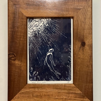 Underwater Garden Print, Linocut Print, Lino Art, Sea Themed Art Print ...