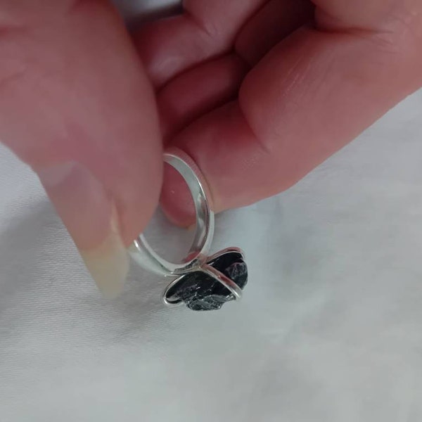 Rare Meteorite Gemstone Ring, 925 Sterling Silver, Meteorite Ring ...