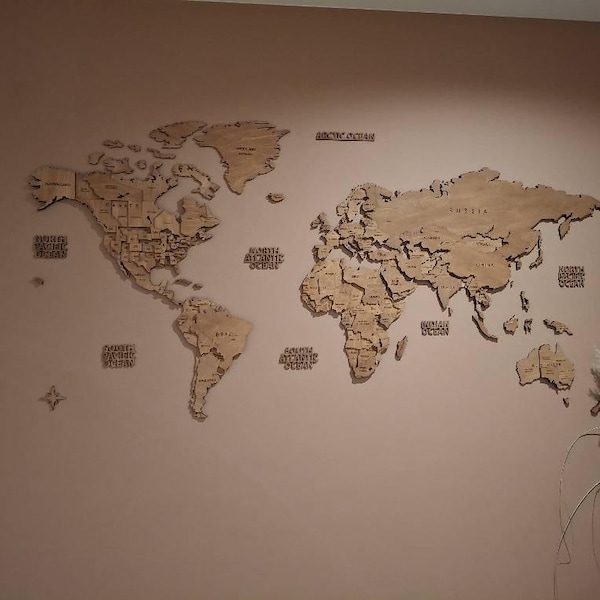 3D Cork World Map, Travel Pin Board, Push Pin Map, Wall Art World Map, Memory Board, Home ...