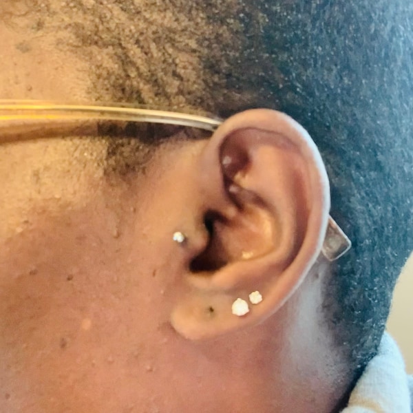 14K REAL Solid Gold Sphere Ball Labret Chin Cartilage Daith Helix ...