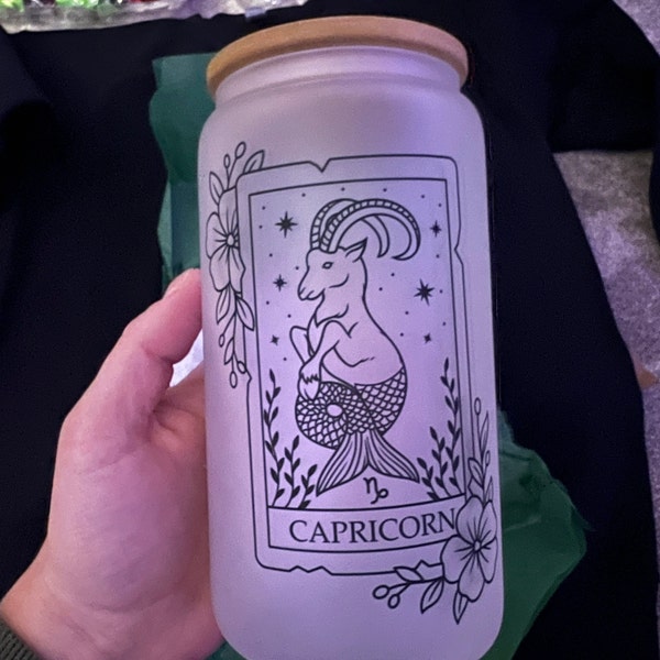 Zodiac Sign Glass Coffee Tumbler Zodiac Personalized Birthday Gift for ...