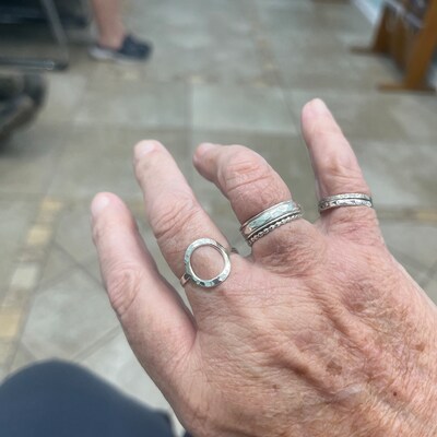 Hammered Silver Handmade Circle Ring Three Circle Sterling - Etsy