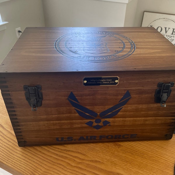 Air Force Keepsake Footlocker – Handcrafted Wood Military Memory Box ...