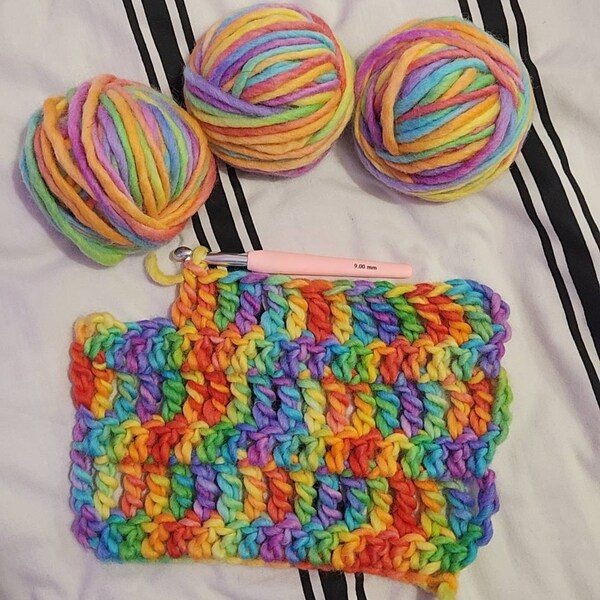 Hand Painted Chunky Rainbow Wool Slub Rainbow Wool Chunky Wool Chunky ...