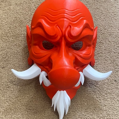 Japanese Tengu Smile Hannya Mask Oni Demon Mask 3D Printed Samurai Mask ...