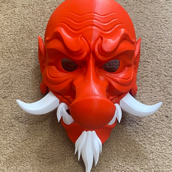 Japanese Tengu Smile Hannya Mask Oni Demon Mask 3D Printed Samurai Mask ...