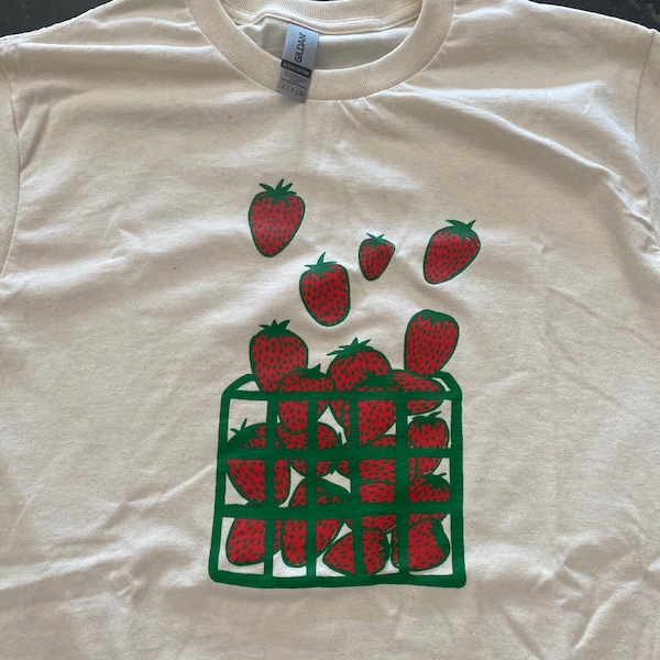 Strawberry Shirt, Screen Print T-shirt, Graphic Tee, Foodie Clothing ...