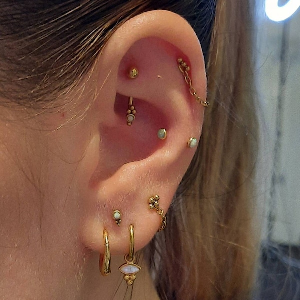 Earrings Rings Double Open Stack Nose Ring CZ 316L Surgical Steel Nose ...