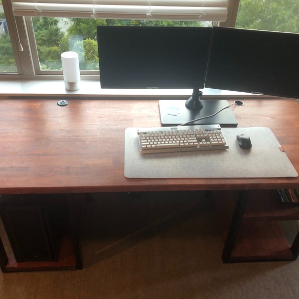 Custom Butcher Block Desk: Solid Wood Industrial Office Table - Etsy