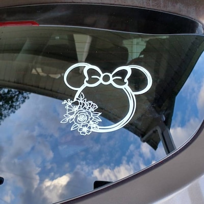 Minnie Mouse Floral Decal, Disney Decal, Minnie Head, Car Sticker ...