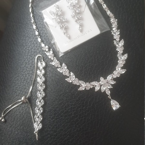 Bridal Necklace Set Silver Wedding Jewelry for Bride Silver - Etsy