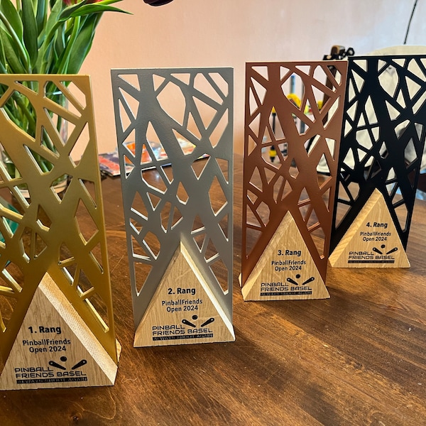 Modern Laser Cut Steel Trophy, Corporate Award, Unique Metal Prize for ...