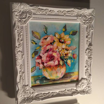 Number 25, miley is an Original Acrylic Floral Painting on Paper. 5 In ...