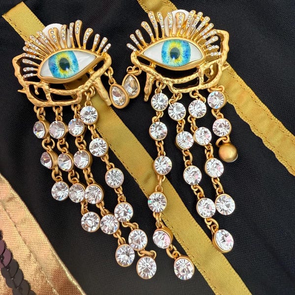 Vintage Gold Surrealist Buttons, Evil Eye Buttons, Keyhole Buttons ...