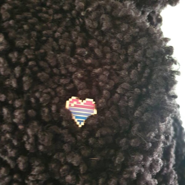 Bisexual Pixel Heart Pin — Subtle Bi Pride Flag Accessory Gift Queer ...
