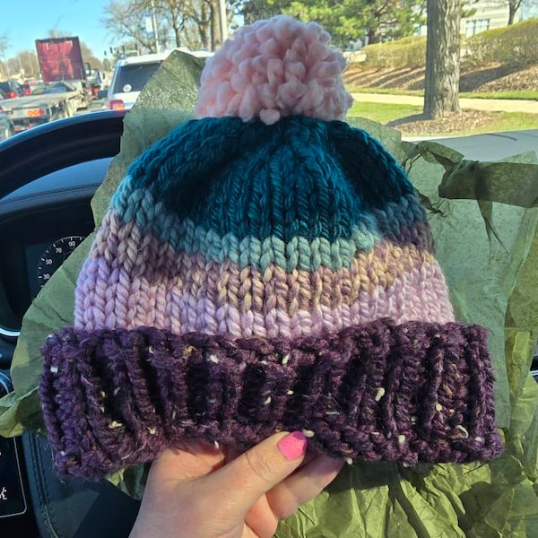 Custom Multi-colored Beanies | Hand Knit Chunky Beanies | Cozy ...