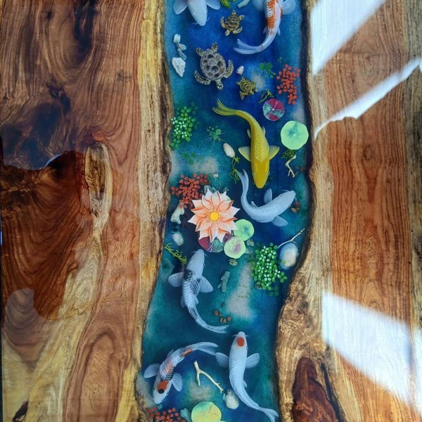 Koi Fish Table, Resin Art, Modern Table, Kitchen Table, Epoxy Table ...