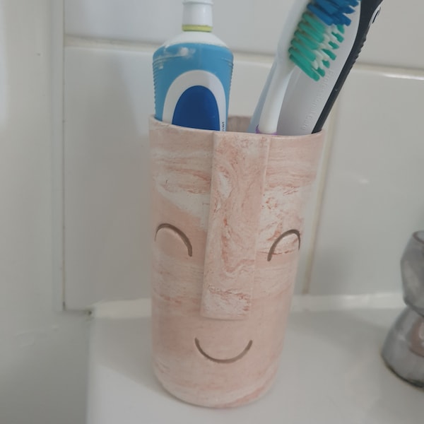 Handmade Face Toothbrush Holder, Bathroom Ceramic Toothbrush Pot - Etsy