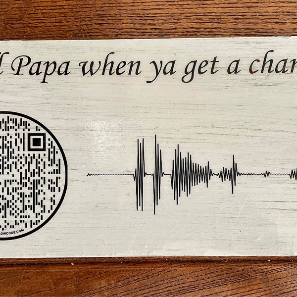 Personal Voicemail Message QR Code With Heartbeat Soundwave. Wood Sign ...