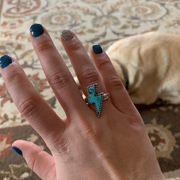 Thunderbolt Stone Ring - Etsy