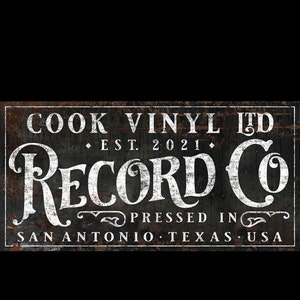 Record Label Company Sign Personalized Family Name Vinyl Turntable ...