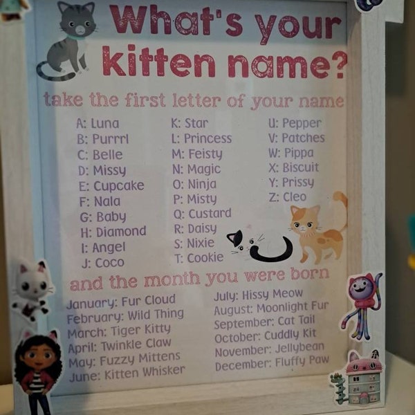 What's Your Kitten Name Printable, Kitten Name Game, Instant Download ...
