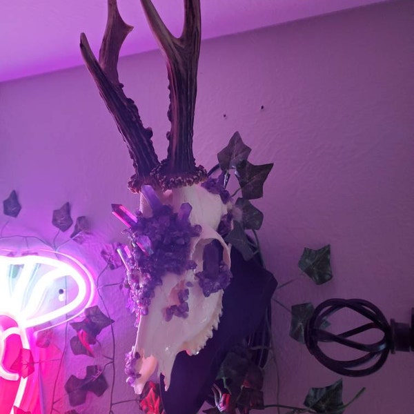 Amethyst Crystal Roe Deer Skull: Wicca Witch Altar Decor - Etsy