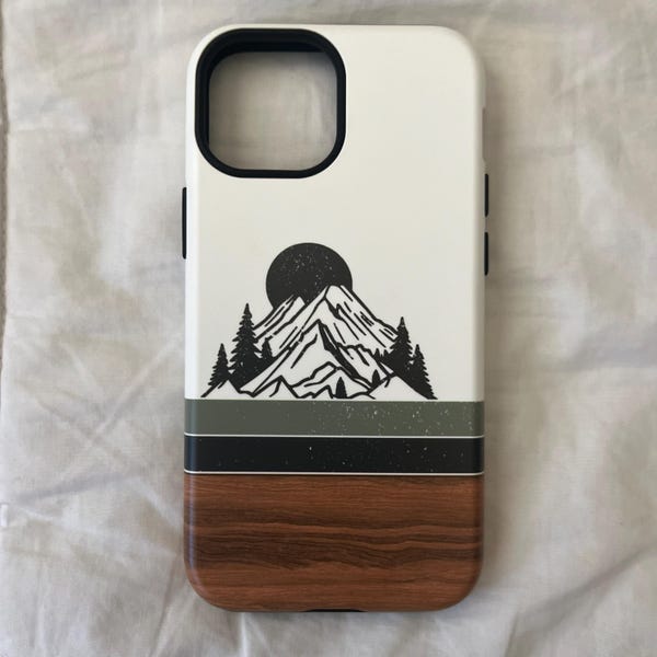 Mountain Phone Case Mountain Line Art Phone Case Black Phone Case for ...