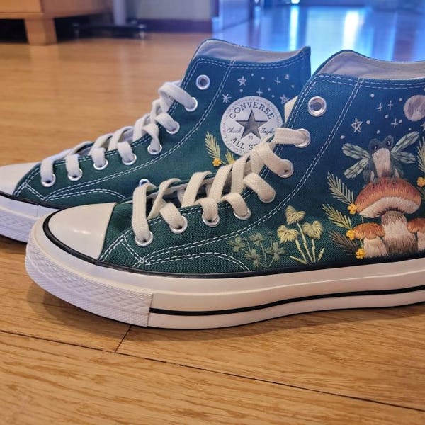 Embroidered Converse Mushroom, Frog, Converse Embroidery Mushroom ...