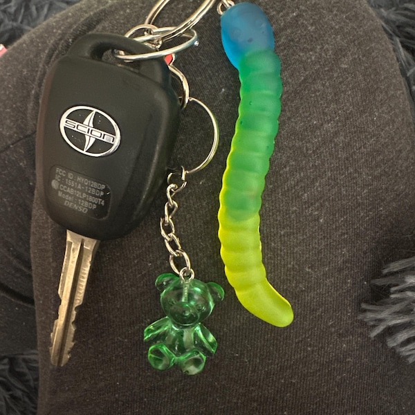 Gummy Worms Keychain | Neon Keychains | Unique Batch | Resin Gummy ...