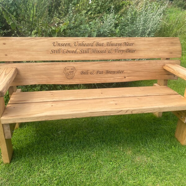 Quality Rustic Memorial Heavy Duty Personalised Garden Bench Built to ...