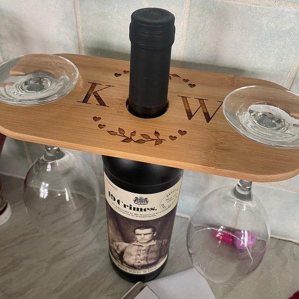 Personalised Wine Glass and Bottle Butler, Initials & Monogram Design ...
