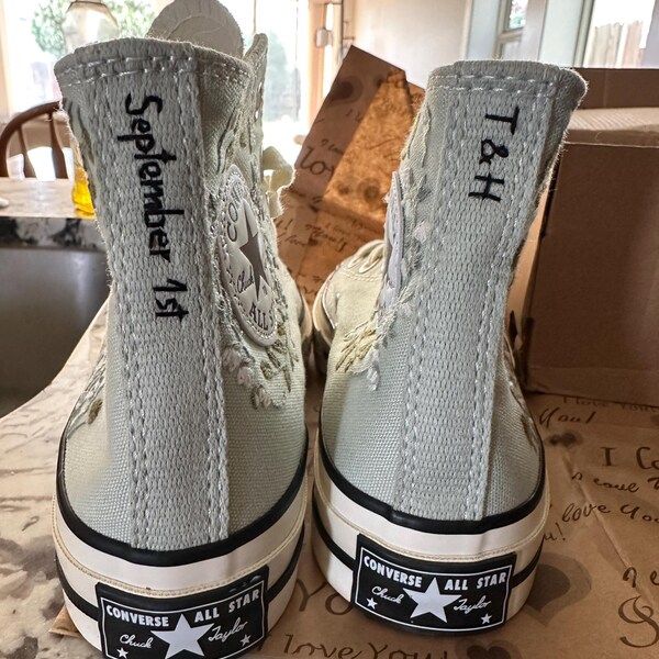 Custom Embroidered Converse High Tops, Small Flower Embroidered ...