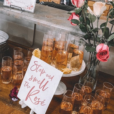 Printable Bridal Shower Sign, Stop and Smell the Rose, 8x10 Rose Gold ...