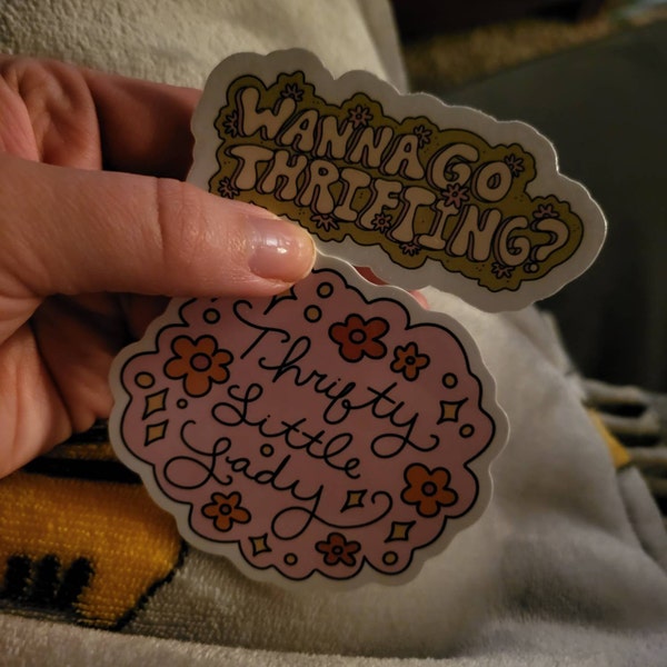 Wanna Go Thrifting? Waterproof Sticker | Retro 70s Thrifting Cute Vinyl ...