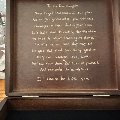 Handwriting Engraved Into This Custom Engraved Wooden Box, Mothers Day ...