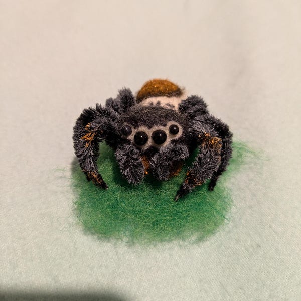 Cute Jumping Spider Toy, Creepy Gift, Poseable Sculpture, Needle Felted ...