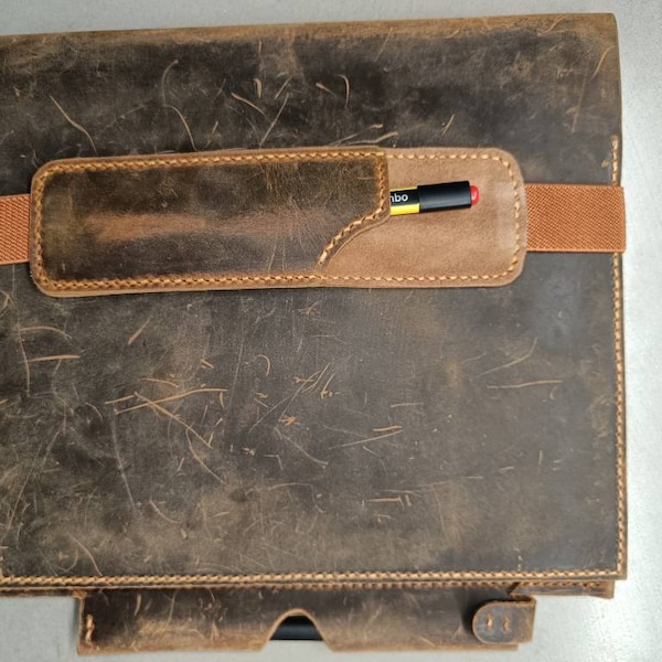 Personalized Leather Handcrafted Pen Holder for Notebook Journal Dual ...