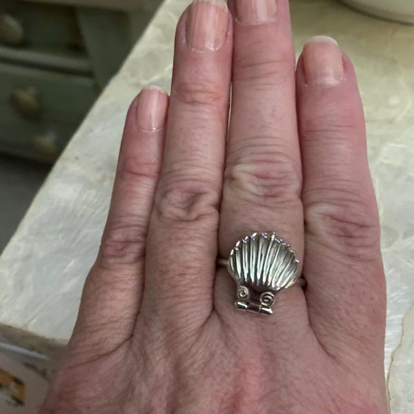 Silver Seashell Ring, Silver Shell Ring, Statement Shell Ring, Open and ...