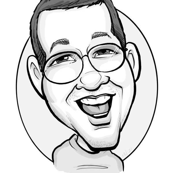 Black & Gray Custom Digital Caricature - Etsy
