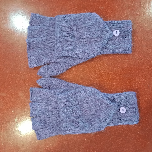 Navy Blue Finger Tipless Gloves, Hand Knitted 100% Alpaca Half Finger ...