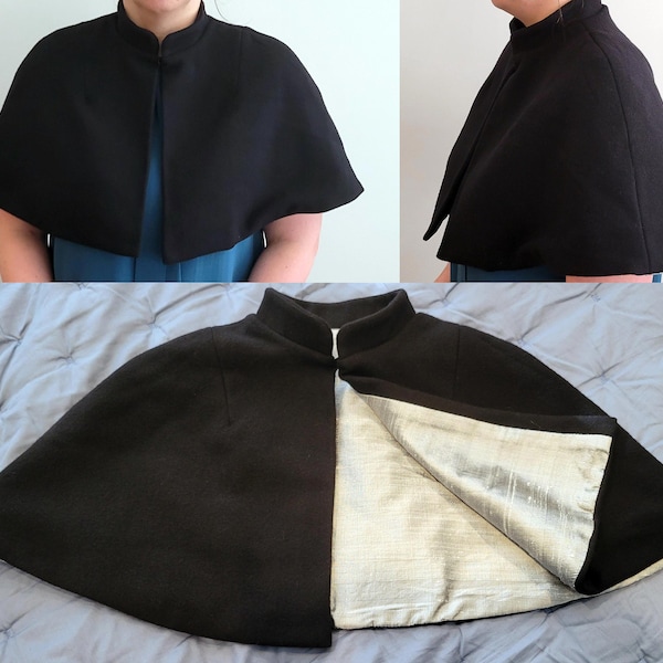 Retro Short Cape Coat Jacket 1950's Peter Pan Collar Capelet, Elbow ...