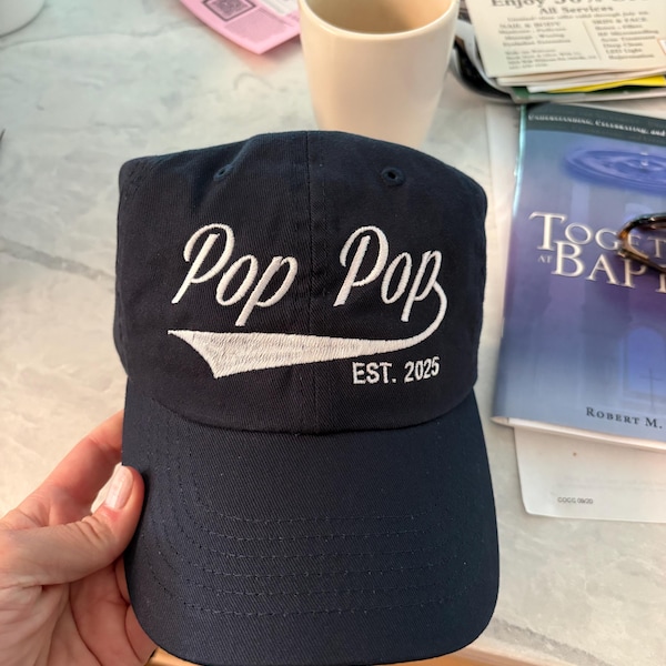 Papa Hat With Custom Year Est, Embroidered Hat, Personalized Papa Hat ...
