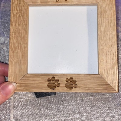 Personalised Paw Print Square Oak Photo Frame, Pet Memorial, Dog or Cat ...